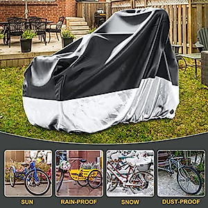 MOONCOOL Adult Tricycle Cover Trike Cover, 3 Wheeled Bicycle Bike Cover for Outdoor Storage Waterproof, Dust Wind Proof for Bikes