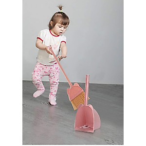 MAYEV Mini Broom with Dustpan for Kids,Little Housekeeping Helper Set (Pink)