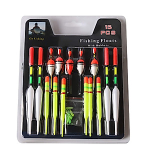 15 pcs Fishing Floats Bobbers Rod Tube Slide Slip Oval Sticks with Rubbers for Saltwater Freshwater Trout Bass Plastic Fishing Tackle Accessories