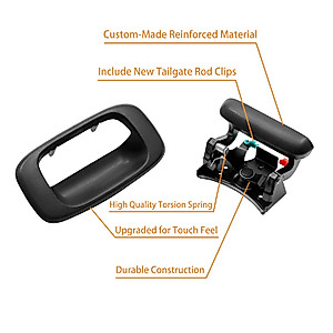 Tailgate Handle Latch and Bezel Trim with Rod Clips | for 1999-2007 Chevy Silverado GMC Sierra 1500 2500 3500 | Replaces# 15997911, 15228539, 15228541, 15228540
