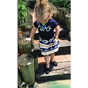 FAYALEQ Toddler Baby Girls Birthday Outfits Letter Print Short Sleeve Tops and Skirt Clothes Party Dress Set Size 2-3Years (Dark Blue)