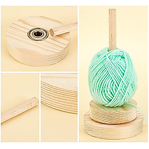 PH PandaHall Wood Yarn Holder with Twirling Mechanism, 1 Set Classic Wooden Spinning Yarn Thread Holder 10x19.9cm/3.9x7.8" Rotatable Skein Holder for Knitting Embroidery, Dia 12mm Stick, Burlywood