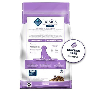 Blue Buffalo Basics Puppy Dry Dog Food for Skin & Stomach Care, Limited Ingredient Diet, Made in the USA with Natural Ingredients, Turkey & Potato Recipe, 4-lb. Bag