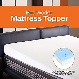 Cheer Collection Acid Reflux Bed Wedge Mattress Topper for Sleeping - Gentle Incline Mattress Elevator with Gel-Infused Memory Foam Top to Elevate Head and Upper Body - California King (72" x 84")