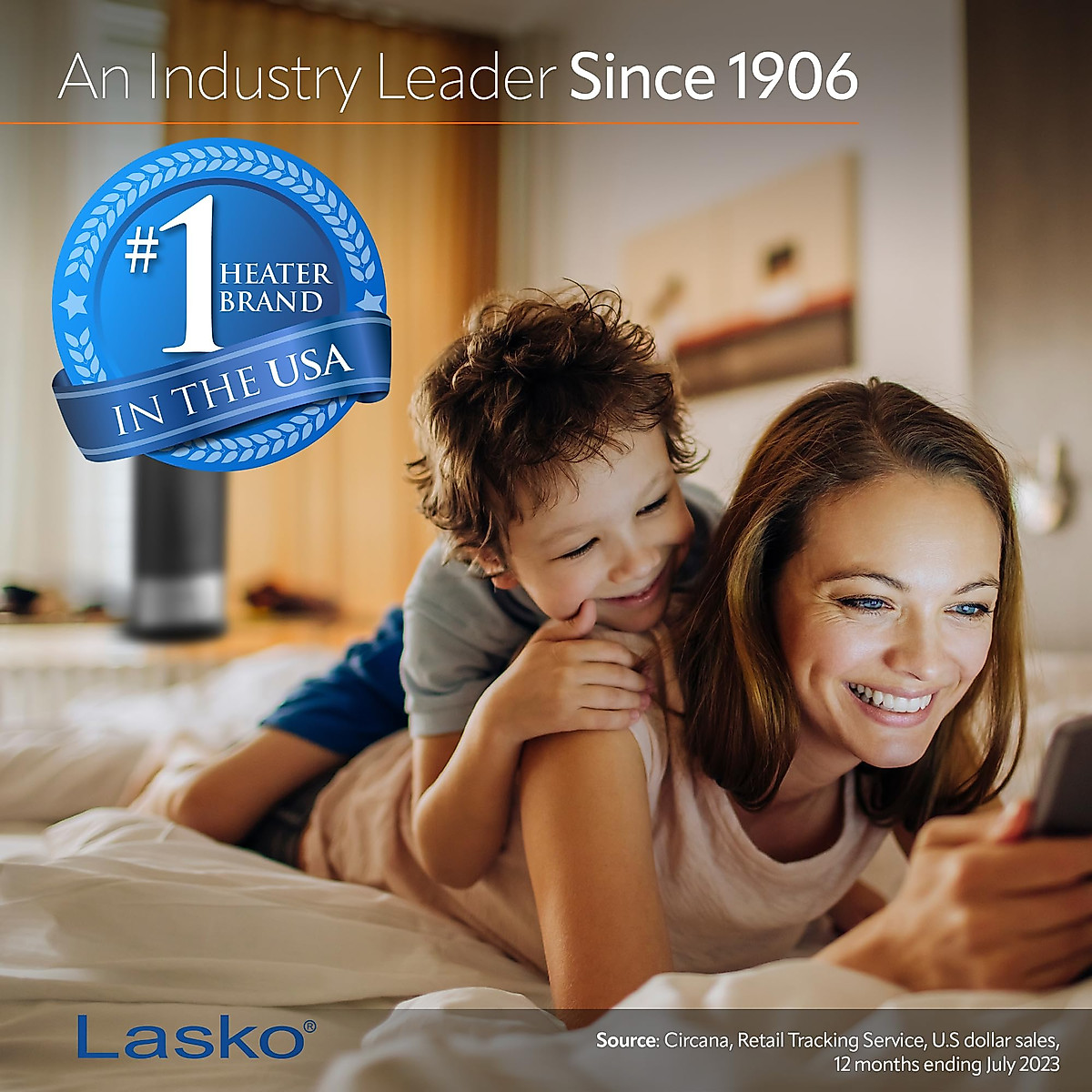 Lasko CD09250 Ceramic Adjustable Thermostat Tabletop or Under-Desk Heater, 9 Inches High, Black