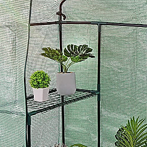 BBBuy Outdoor Portable Walk-in Greenhouse 3 Tiers 6 Shelves w/ Durable PE Cover Roll Up Zipper Door Steel Frame Screen Windows Garden Greenhouse for Growing Plants and Storage w/ Ground Pegs, Ropes