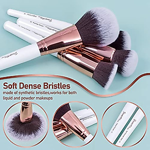 Bueart Design 16Pcs ULTRA SOFT Pearl white labeled Rose Gold Makeup Brushes set Make up brushes face brush Foundation Powder Blending Blush brushes