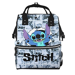 Gearbest Cartoon Cute Stitch Diaper Bag Backpack For Mom Baby Bags Waterproof Large Capacity Multi-Function Unisex, One Size