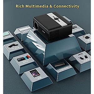 CAIWEI 5G Outdoor Projector 4K Bluetooth, LCD Daytime Home Video Projectors Wireless WiFi 12000Lumen Smart Android TV Compatible with Netflix Disney+ Prime Video HDMI USB PC