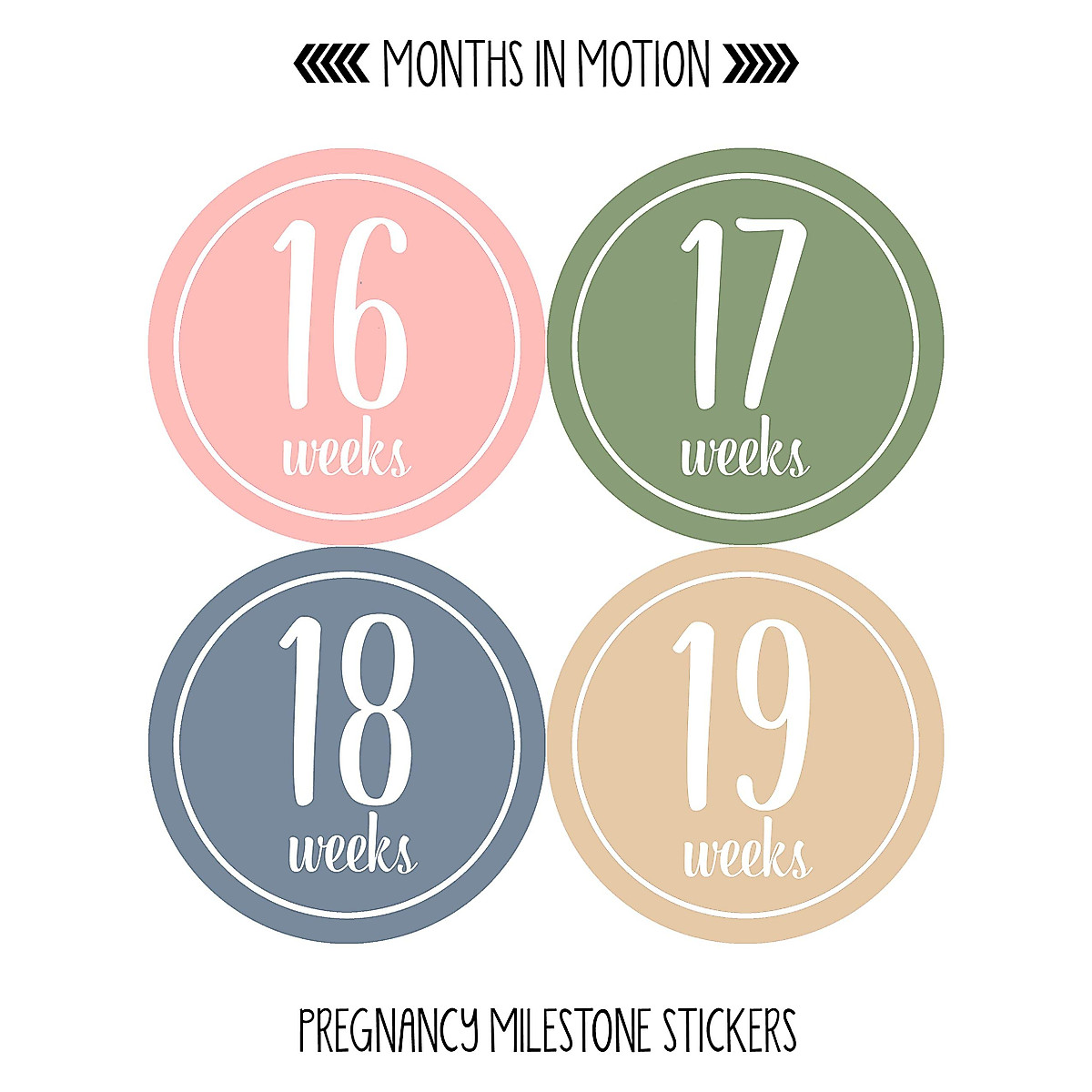 Months In Motion Pregnancy Weekly Belly Growth Stickers Pregnant Expecting Maternity Keepsake - Baby Bump - Large Set of 36 Weekly Photo Sticker
