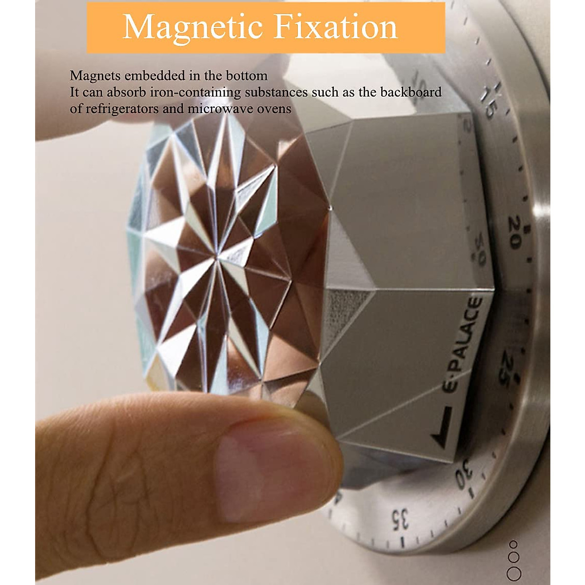 Magnetic Kitchen Timer for Cooking, Mechanical Countdown Timer with Loud Alarm, Stainless Steel 1 Hour Visual Timer for Home Baking, Egg, Oven