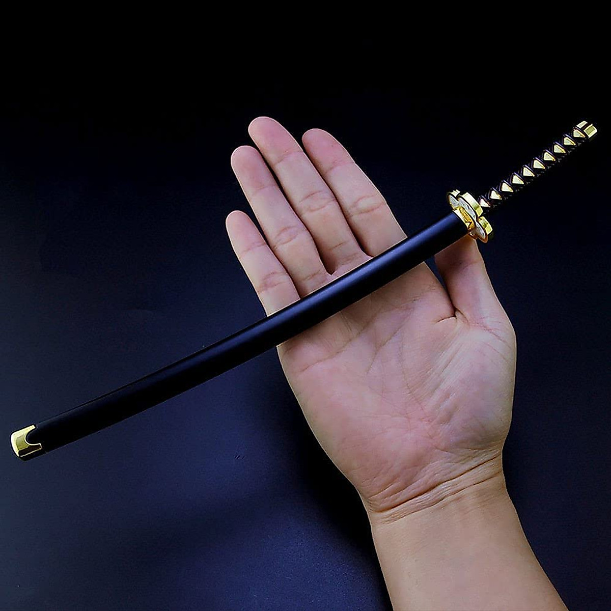 QISUO Demon Slayer Kaigaku Japanese Sword Toys,Katana Model Artificial Mini Metal Model Keychain Gift Toys, Black, 25.5cm