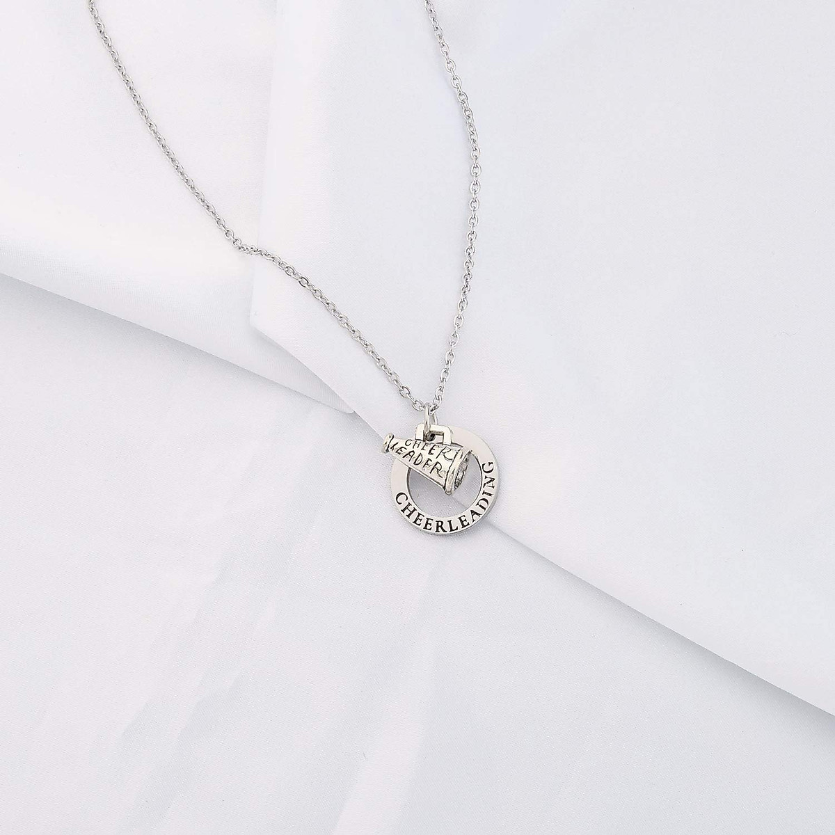 FUSTMW Cheerleading Necklace Cheerleader Gifts Cheer Megaphone Charm Necklace Gifts Cheerleading Jewelry Cheer Team Coach Gifts (silver)