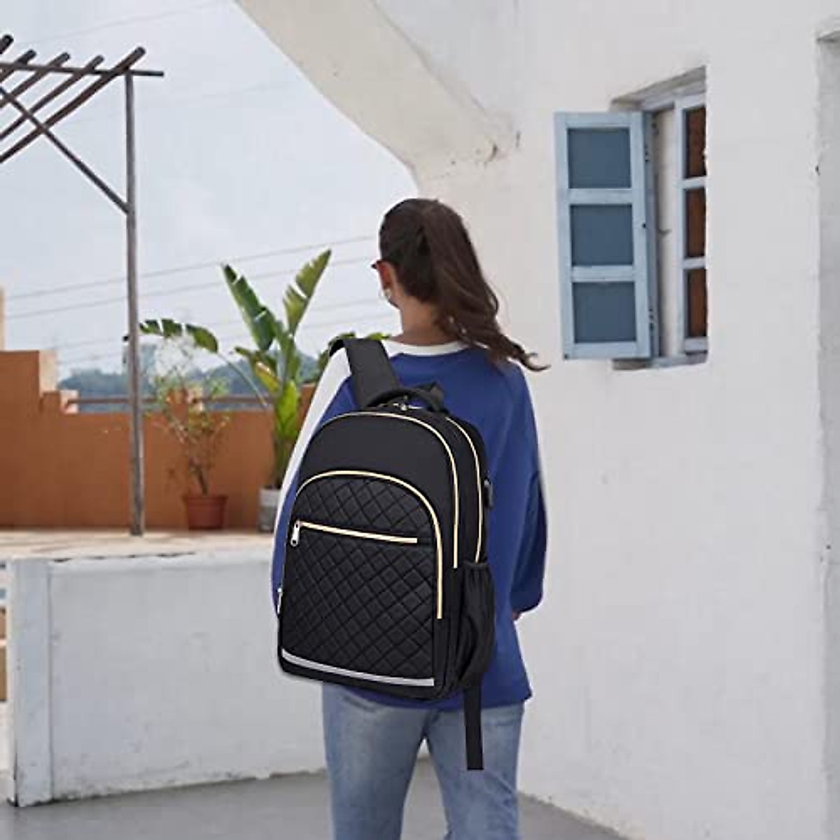 Bluboon Backpack for Women 15.6 Inch Laptop Bookbag College School Backpack Girls Schoolbag Compartment Daypack for Business Travel with USB Charging Port and Headphone Interface