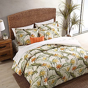 Tommy Bahama - Queen Comforter Set, Reversible Cotton Bedding with Matching Shams & Bonus Throw Pillows, All Season Home Decor (Birds of Paradise Off-White, Queen)