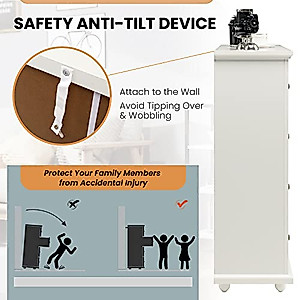 LOKO Buffet Sideboard, Kitchen Storage Cabinet, 2-Door Cupboard with 4 Drawers, Adjustable Shelf & Anti-Tipping Device, Multipurpose Console Cabinet (White)