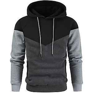 Niceif Men's Fleece Pullover Heavyweight Long Sleeve Hoodie Sweatshirt, Black Dark Grey XL