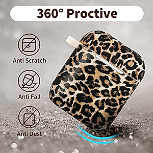 MOLOVA Case for Airpods 1&2 Case,Leopard Airpod Case with Strap Compatible with AirPods 2/1,Full Protect Silicone Skin Cover with Fur Ball Keychain for Women Girls Teen