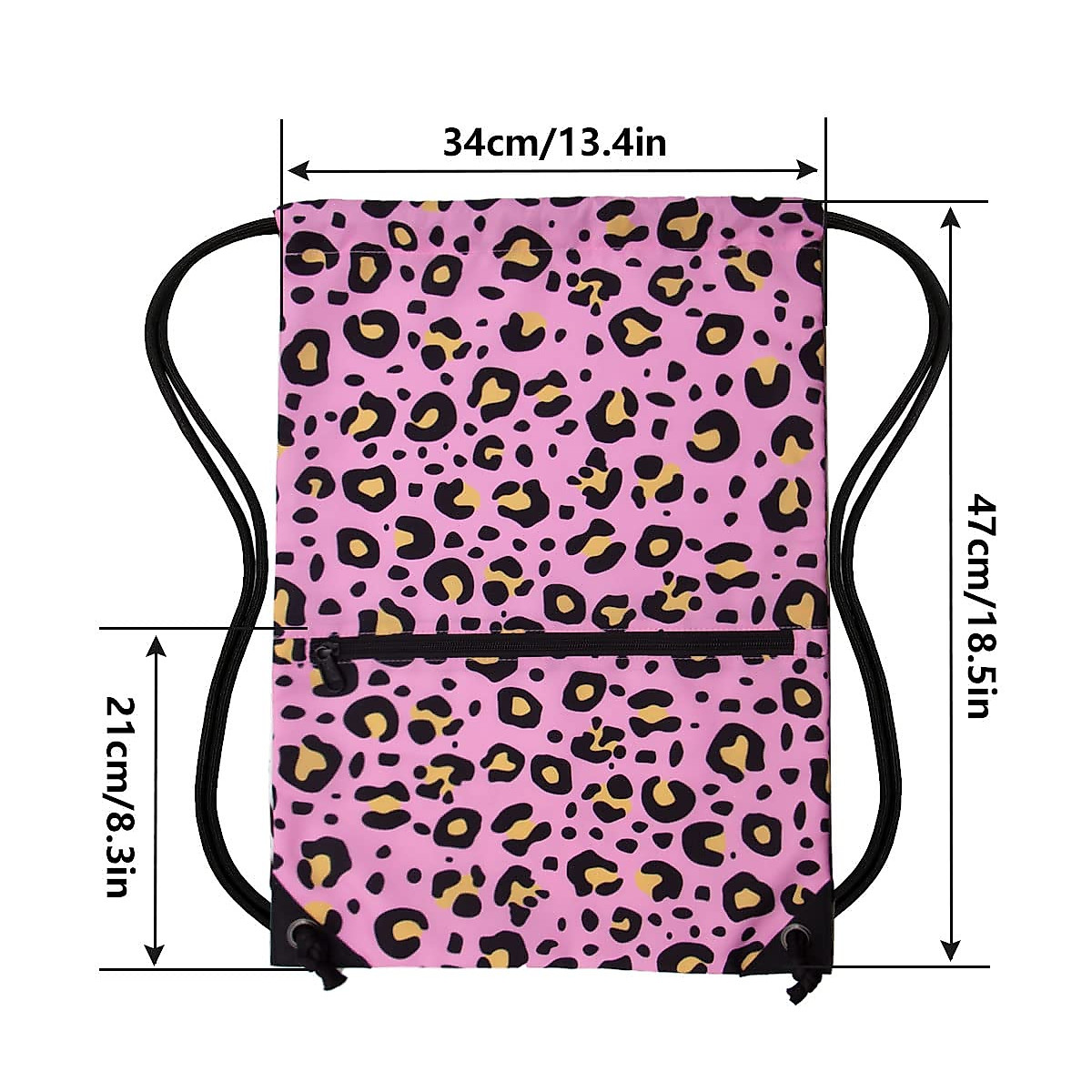 HOLYLUCK Drawstring Backpack Bag Sport Gym Sackpack (Pink leopard)