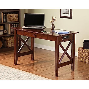 AFI Lexi Desk with Drawer and Charging Station, Walnut