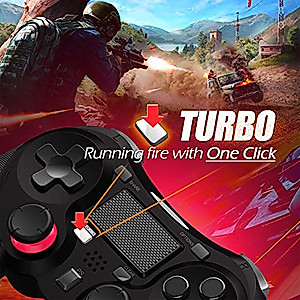 TERIOS Wireless Controller Compatible with PS4/PS4 Pro/PS4 Slim, Pro Controller with Built-in Speaker, Advanced Buttons Programming, Enhanced Dual Vibration/Turbo Auto Fire (Black)