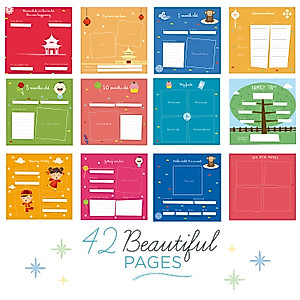 Chinese Baby's First Five Years Hardcover Memory Book - Newborn Babies 1st Year Journal and Milestones Photo Album - Perfect and Unique Gift Idea for Baby Showers and Birthday Presents