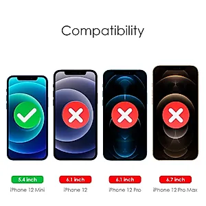 TRM TECH Screen Protector Tempered Glass For Apple iPhone 12 Mini (5.4" Inch), Case Friendly, Easy Installation, Anti-Scratch, Bubble-Free, 9H Hardness, Clear, Retail Box - (3-Pack)