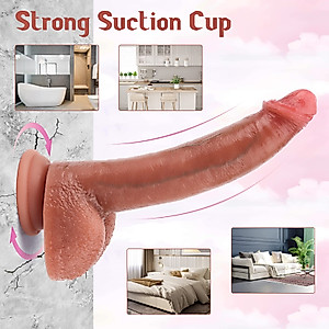 Yontuy Realistic Dildo for Women, Anal G-Spot Dildo with Lifelike Glans Veins Testicles & Hands-Free Strong Suction Cup, 8.5'' Liquid Silicone Realistic Dildos Adult Sex Toys for Vaginal Anal Play
