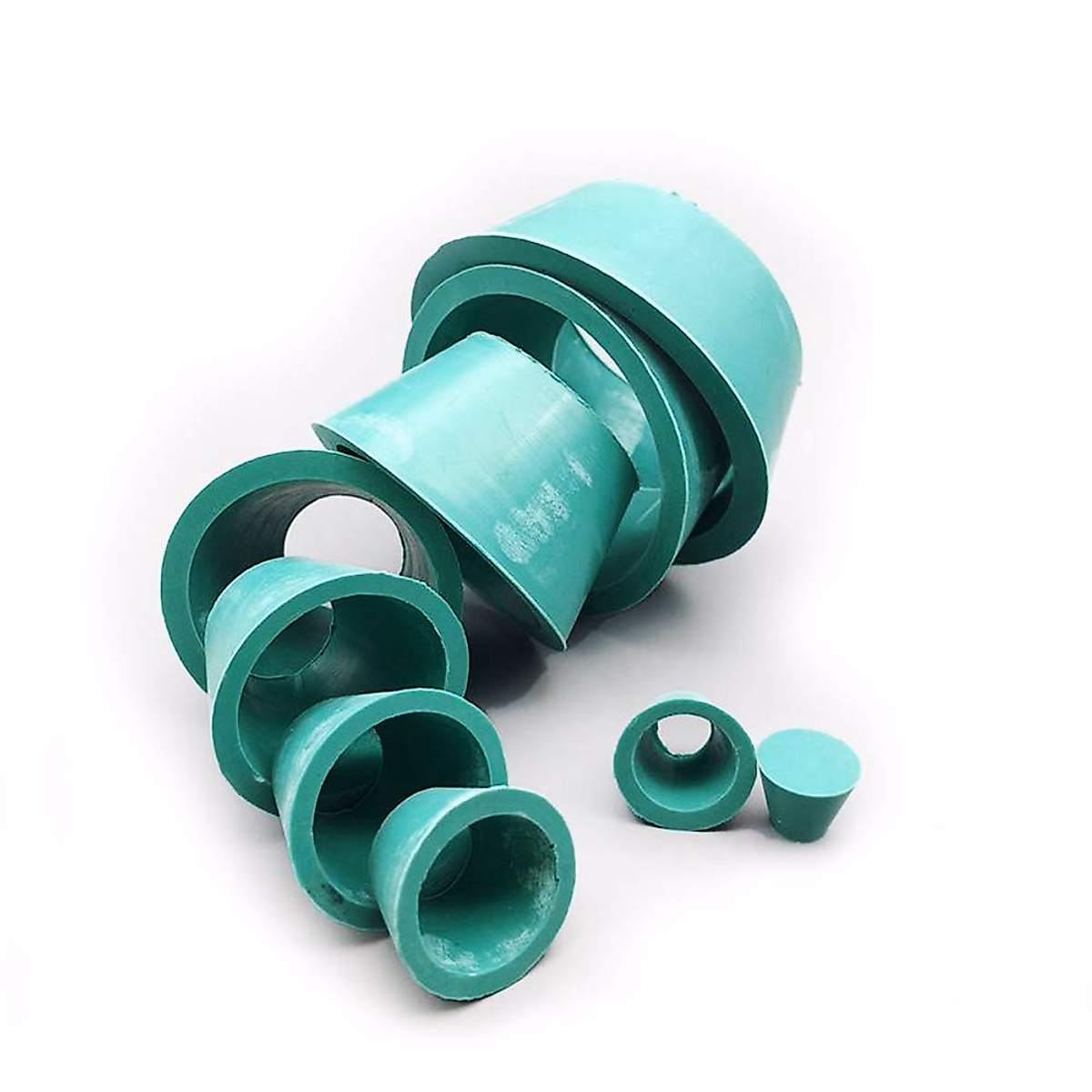 LabZhang 9 Count Buchner Funnel Flask Adapter Set,Filter Adapter Cones Set,Tapered Collar Green 9 Sizes,9pcs