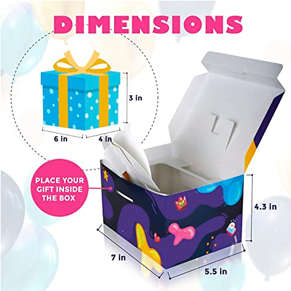 FETTIPOP Gift Box DIY (Premium Purple), Gift Box Exploding Confetti - Happy Birthday, Surprise Prank Box Pop Up 7.2x5.5x4.3 in.