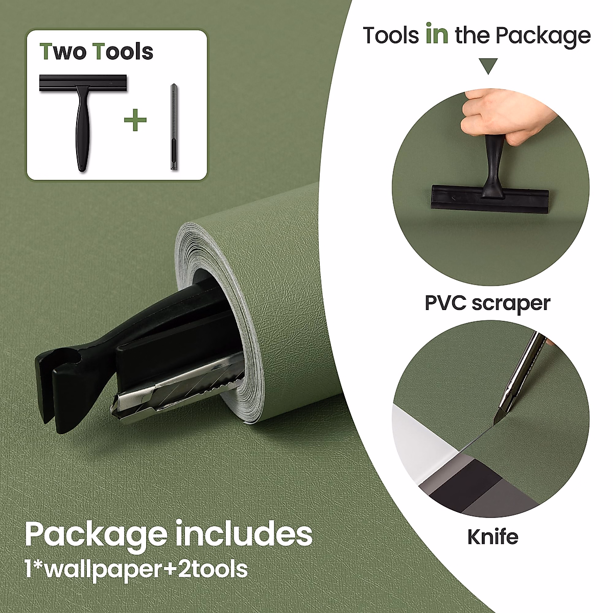 Green Peel and Stick Wallpaper 118.1''x17.7'' Green Contact Paper for Cabinets and Drawers with Tools, Removable Self Adhesive Thicken Wall Paper for Home Wall Decoration and Covering Old Furniture