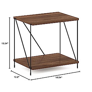 Furinno Besi Industrial Multipurpose Side Table with Metal Frame, Walnut Cove