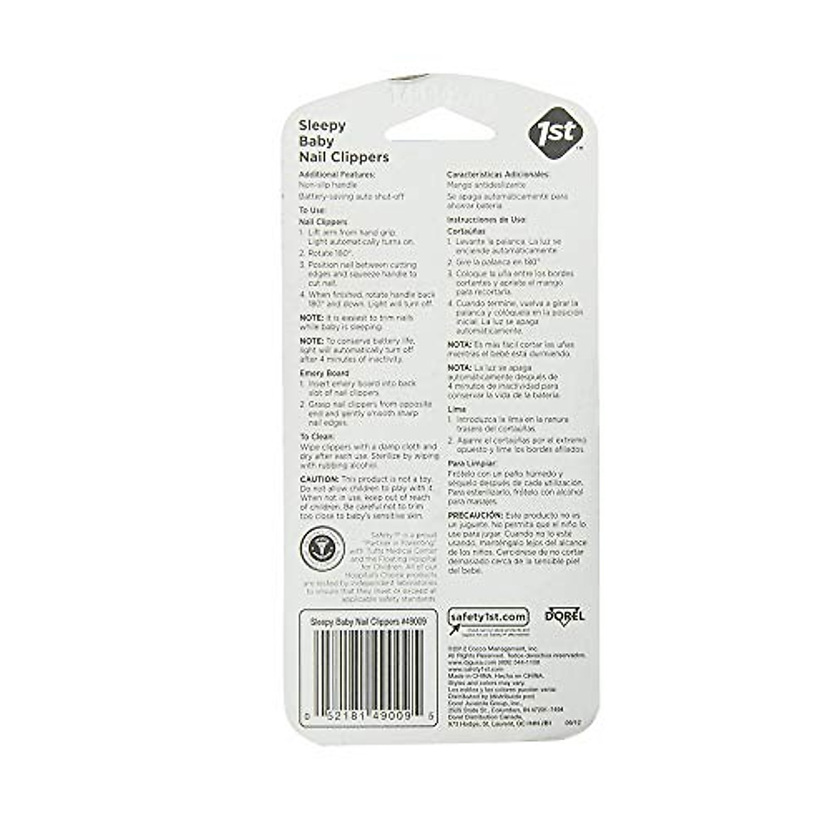 Safety 1st Sleepy Baby Nail Clipper With Built-in LED Light 2 Pack, Colors May Vary