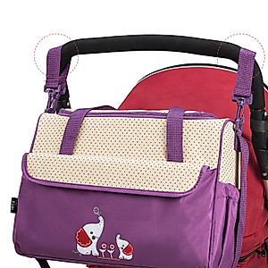 SoHo Animals Diaper Tote Bag 10Pc, ElephantsPurple