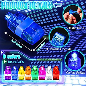 134 Pcs Glow in The Dark Christmas Party Supplies LED Light Up Toys Party Favors Bulk for Kids Adults Birthday With 104 finger lights Rings, 30 Flashing Glasses for Birthday Stocking Stuffers