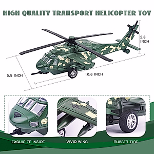 OTONOPI Military Helicopter Toy with Lights and Sounds, Die Cast Metal Airplane Pull Back Army Plane Toys for Kids Children Boys Girl