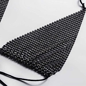 Asooll Rhinestone Bikini Sets Sparkly Crystal Beach Bra Body Chain Sexy Swimwear Fashion Party Nightclub Body Accessories Jewelry for Women and Girls (Black)