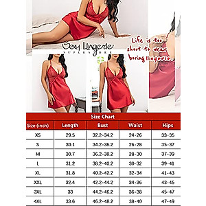 Avidlove Women Bridal Robe Satin Nightgown Sexy Lingerie Lace Lingerie Set Sexy Babydoll V Neck Sleepwear Strap Chemise A Red