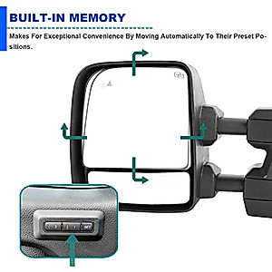 Spec-D Tuning Chrome Power Heated+Blind Spot+Memory Towing Mirror Compatible with 2016-2022 Nissan Titan
