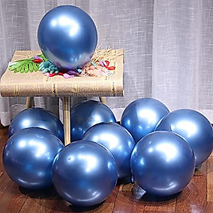 Blue Balloon Garland Arch Kit, 109 Pcs Macaron Blue Confetti & Metallic White Silver Balloons for Baby Shower Boy's Birthday Party Wedding Graduation Decoration Supplies