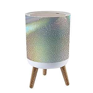 Trash Can with Lid Holograph Holographic texture foil abstract backdrop Iridescent Garbage Can Round Waste Bin Press Cover Dog Proof Wastebasket for Kitchen Bathroom Living Room Nursery 1.8gal, ljt