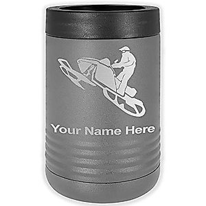 LaserGram Double Wall Insulated Beverage Can Holder, Snowmobile, Personalized Engraving Included (Standard Can, Gray)