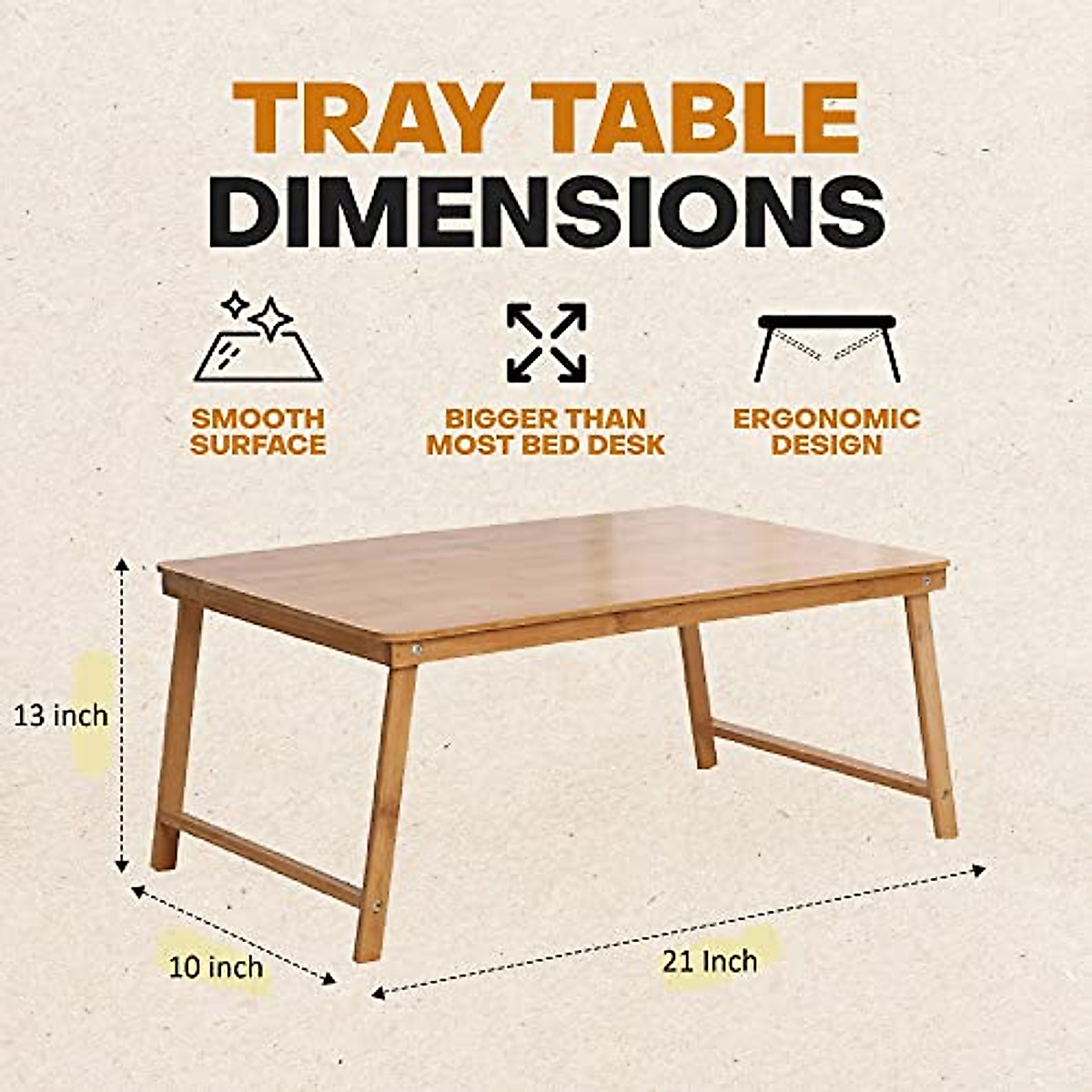 Emerging Green - Tray Table for Bed Or Chair to Eat| Lap Desk with Legs | Low Table for Sitting On The Floor | Folding Table