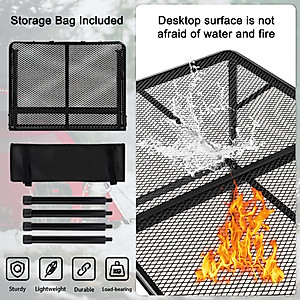 Grovind Folding Grill Table Camping Table with Mesh Desktop, Lightweight 3 FT Metal Table for Outside, Height Adjustable Portable Grill Table for Camping, Picnic, Beach and BBQ, RV