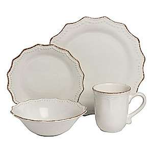 10 Strawberry Street Oxford Dinnerware Set, 24 Pc, Cream