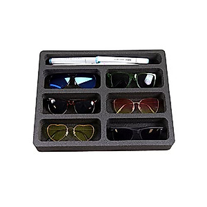 Polar Whale Sunglasses Drawer Organizer Tray Insert for Home Bedroom Bathroom Vanity Dresser Counter Table Waterproof Washable Black Foam 6 Compartment 11.5 x 14.5 Inches