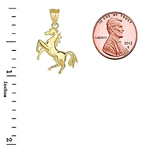 Elegant 14k Yellow Gold Stallion Horse Running Charm Pendant