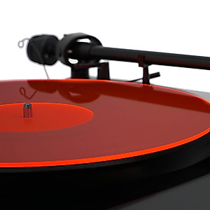 Acrylic Turntable Mat - 11.75" RedLit Vinyl Record Acrylic Mat - Precision Machined Acrylic Turntable Platter Mat with Record Label Recess - See-Through Record Mat for Standard 12" Turntable Platters