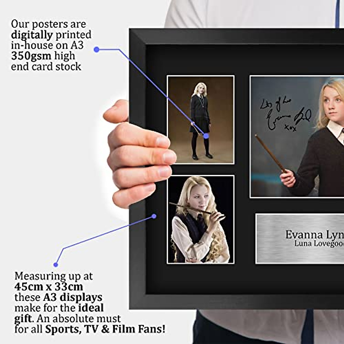 HWC Trading Evanna Lynch Harry Potter Luna Lovegood 16 x 12 inch (A3) Printed Gifts Signed Autograph Picture Display for Movie Memorabilia Fans - 16" x 12" Framed