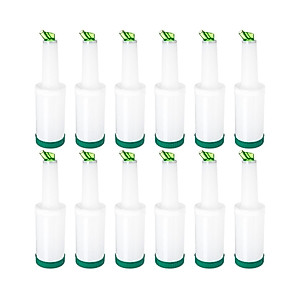 Carlisle FoodService Products Stor N' Pour Complete Quart Set Neck, Container, Cap, And Spout for Bar, Kitchen, And Restaurants, Plastic, 1 Quart, Green, (Pack of 12)